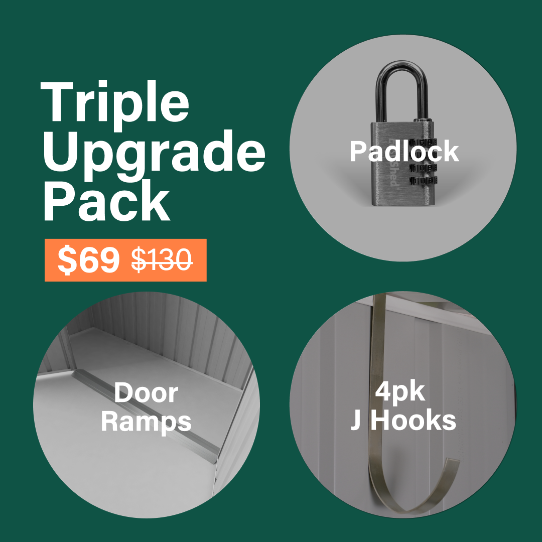 Triple Upgrade: Door Ramp, 4pk J Hook and Padlock – EasyShed